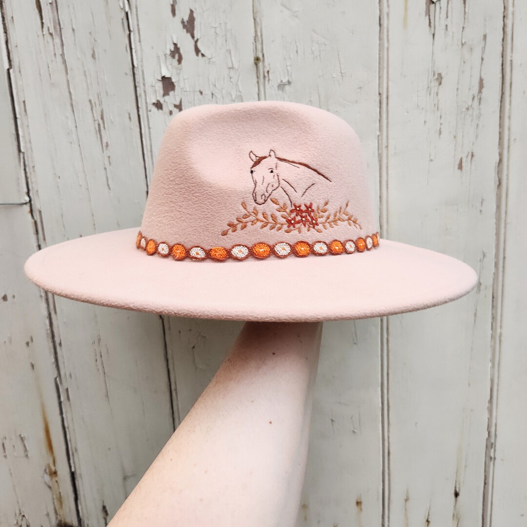 Cowgirl Horse Embroidered Bohemian Hat Fandora - Etsy