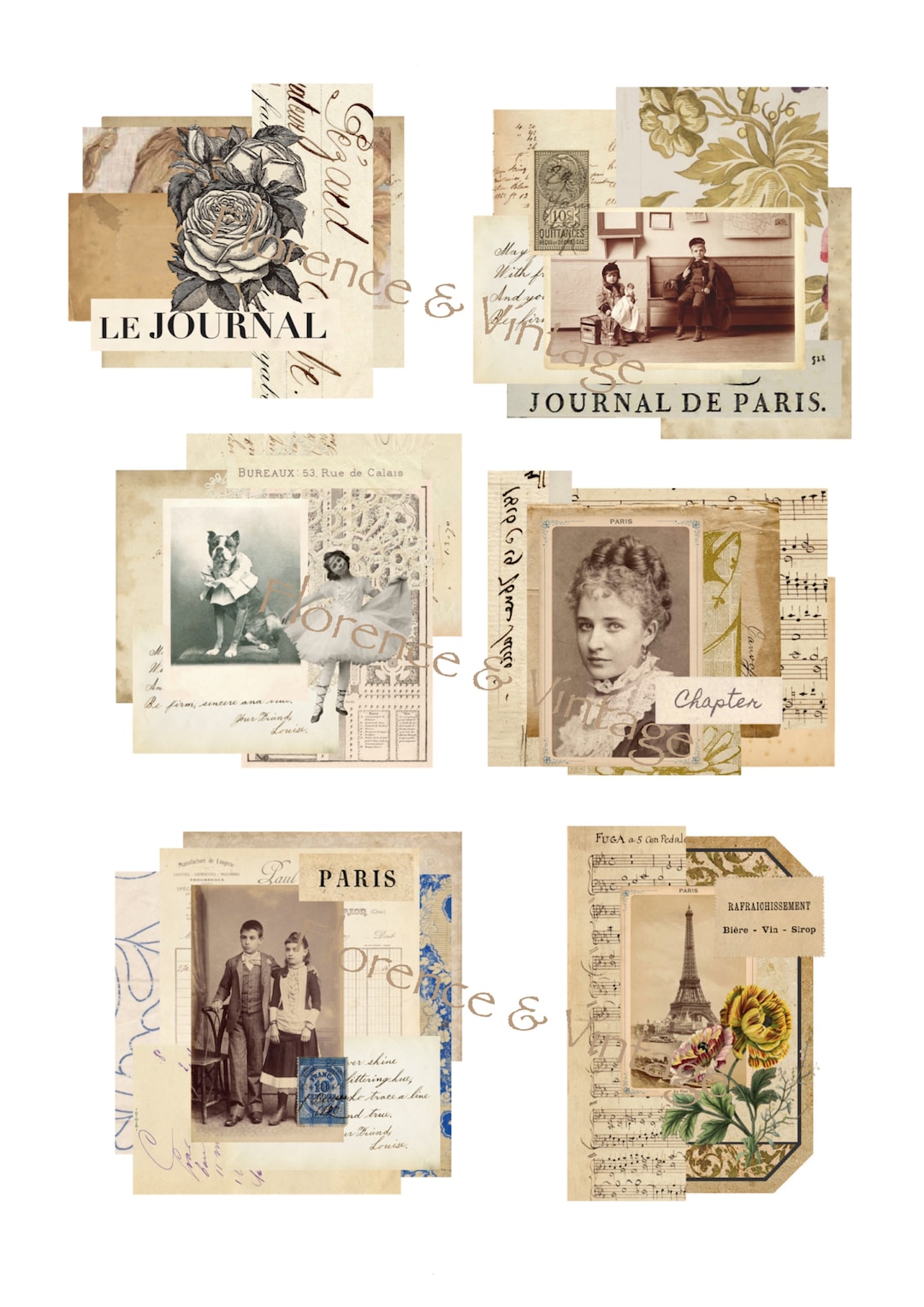 Antique Vintage Ephemera Clusters Digital Download Fussy Cut Junk ...