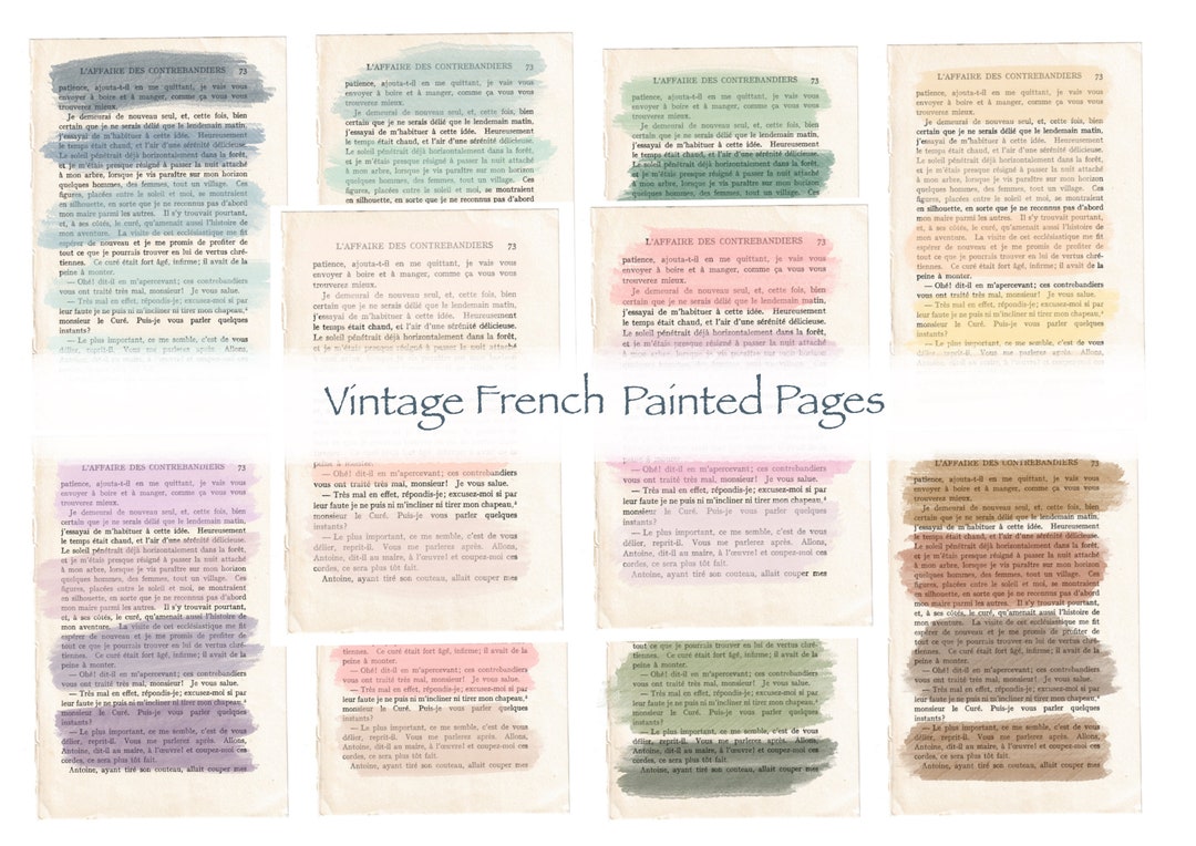 Vintage French Ombré Painted Pages Digital Download Junk Journal ...