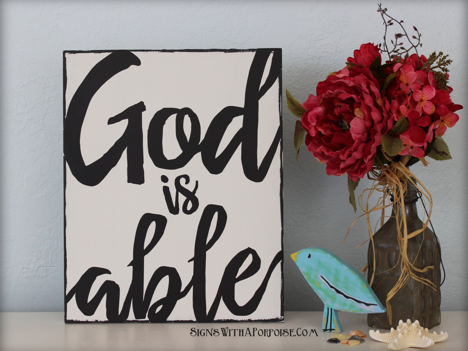 God is Able Hand Painted Wood Sign Typography Word Art - Etsy