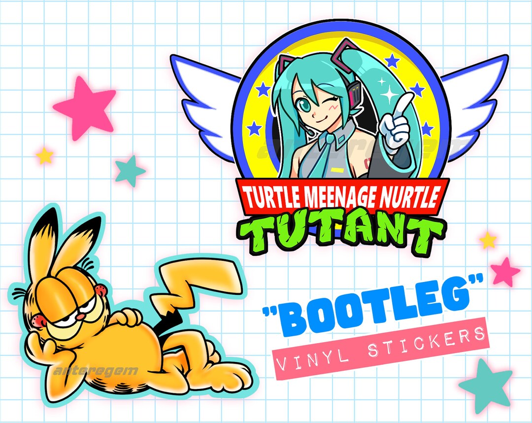 Bootleg Themed Vinyl Stickers Miku and Garfield Matte - Etsy