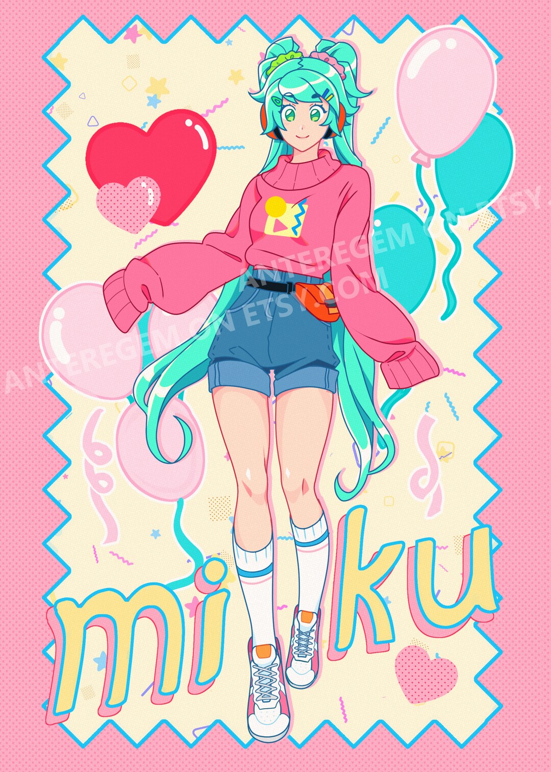 Miku Hatsune 90's Inspired Print - 10 X 14 Inches - Etsy