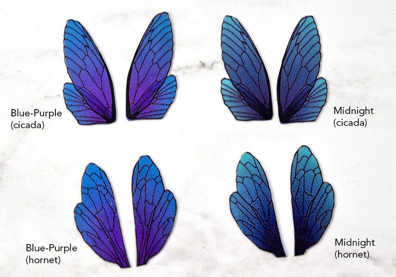 Miniature Fairy Wings for Crafting - Colorful Blue Toned Insect Wings ...