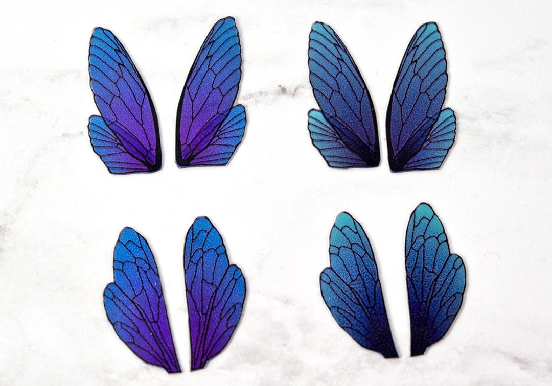 Miniature Fairy Wings for Crafting - Colorful Blue Toned Insect Wings ...