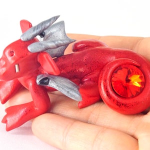 July Birthstone Dragon With Ruby Gem Red Dragon Figurine - Etsy
