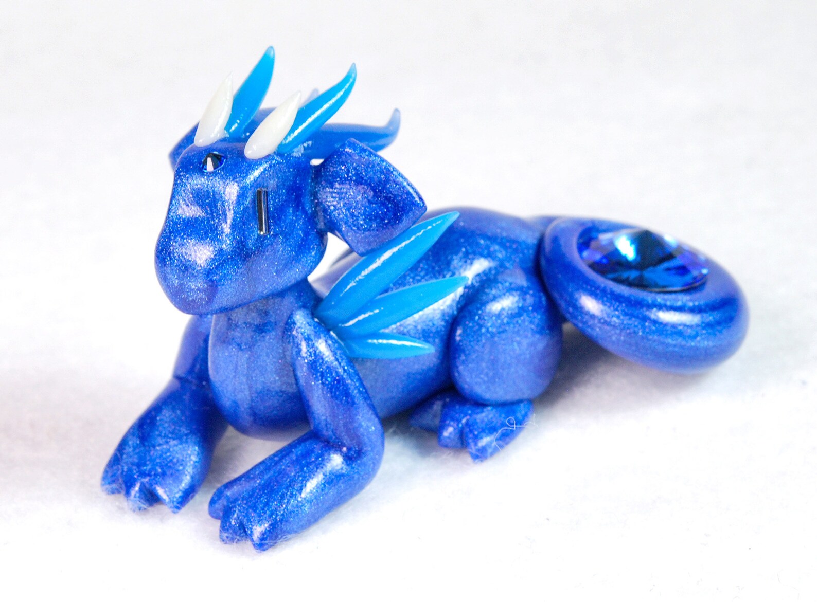 September Birthstone Dragon With Sapphire Gem - Blue Dragon Figurine ...