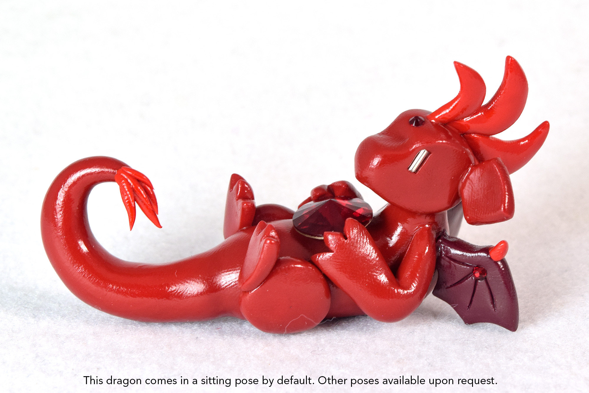 January birthstone dragon with garnet gem red dragon | Etsy