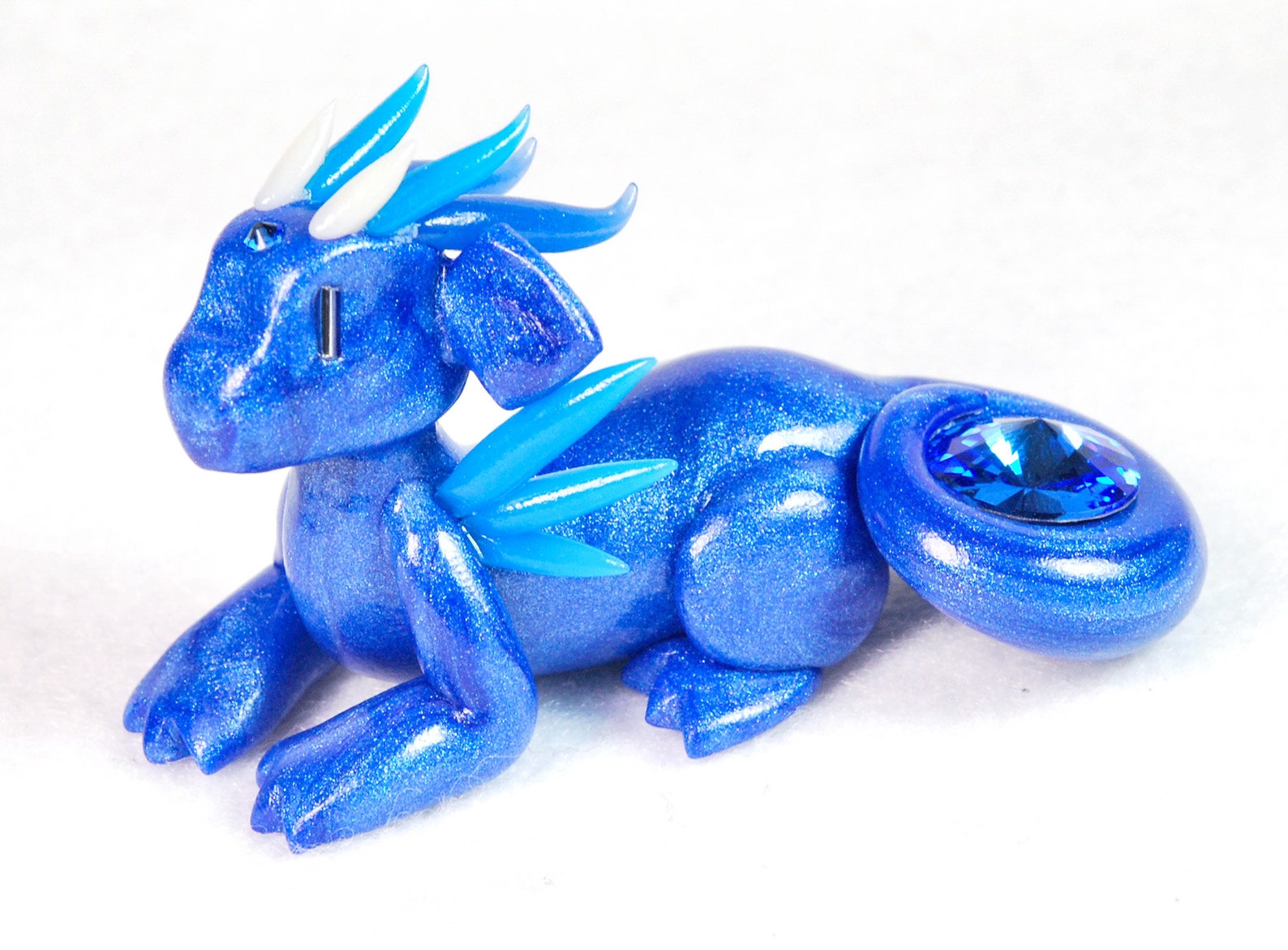 September birthstone dragon with sapphire gem blue dragon | Etsy