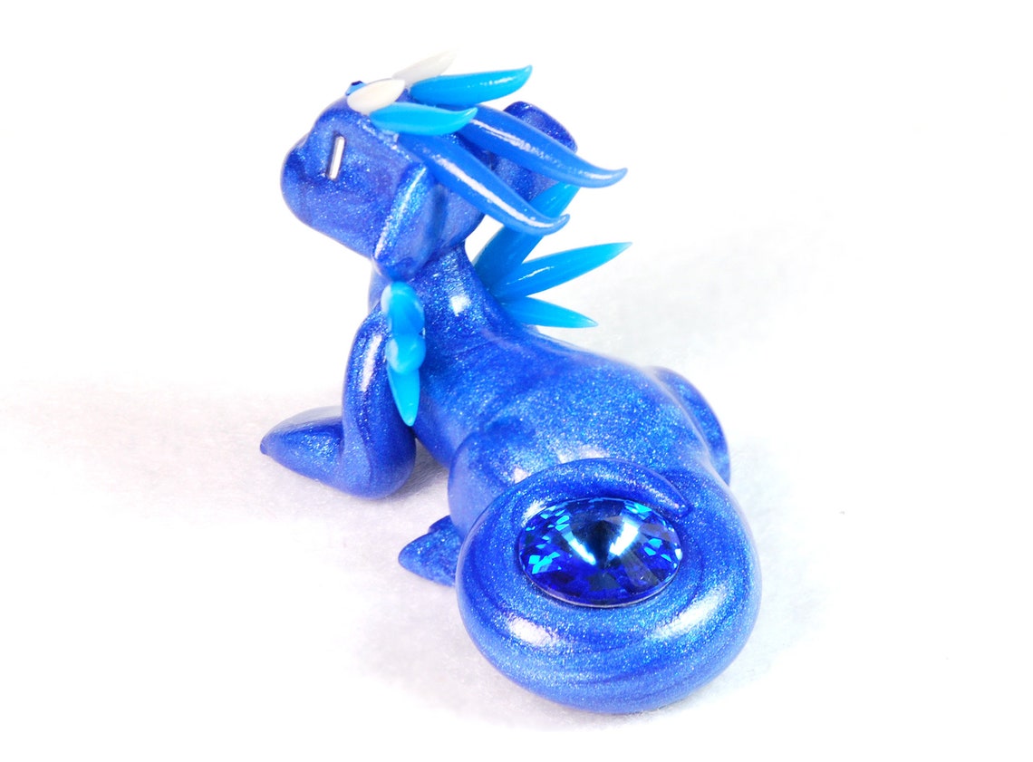 September Birthstone Dragon With Sapphire Gem - Blue Dragon Figurine ...