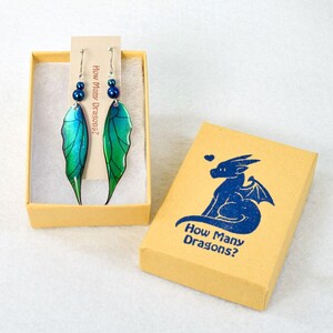 Green and Blue Shimmer Fairy Wing Earrings - Fantasy Scarab Wings ...