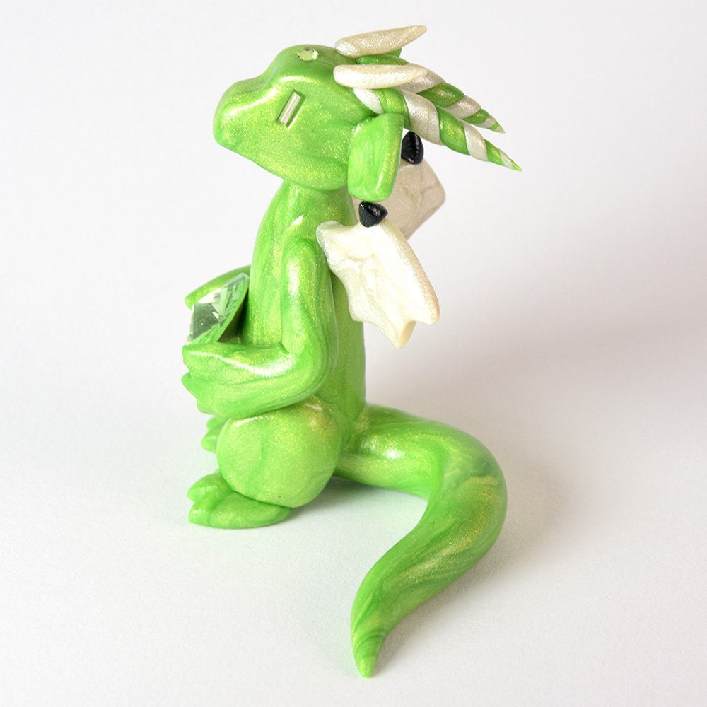 August Birthstone Dragon With Peridot Gem Light Green Dragon - Etsy