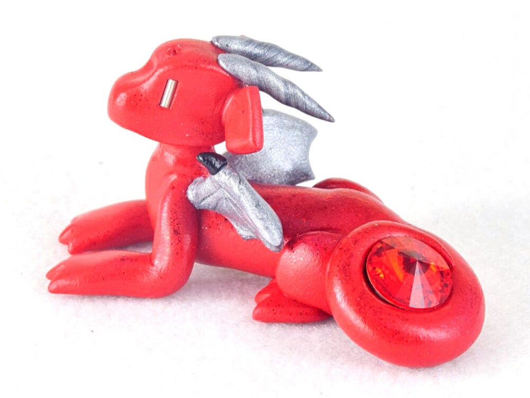 July Birthstone Dragon With Ruby Gem - Red Dragon Figurine - Made to ...