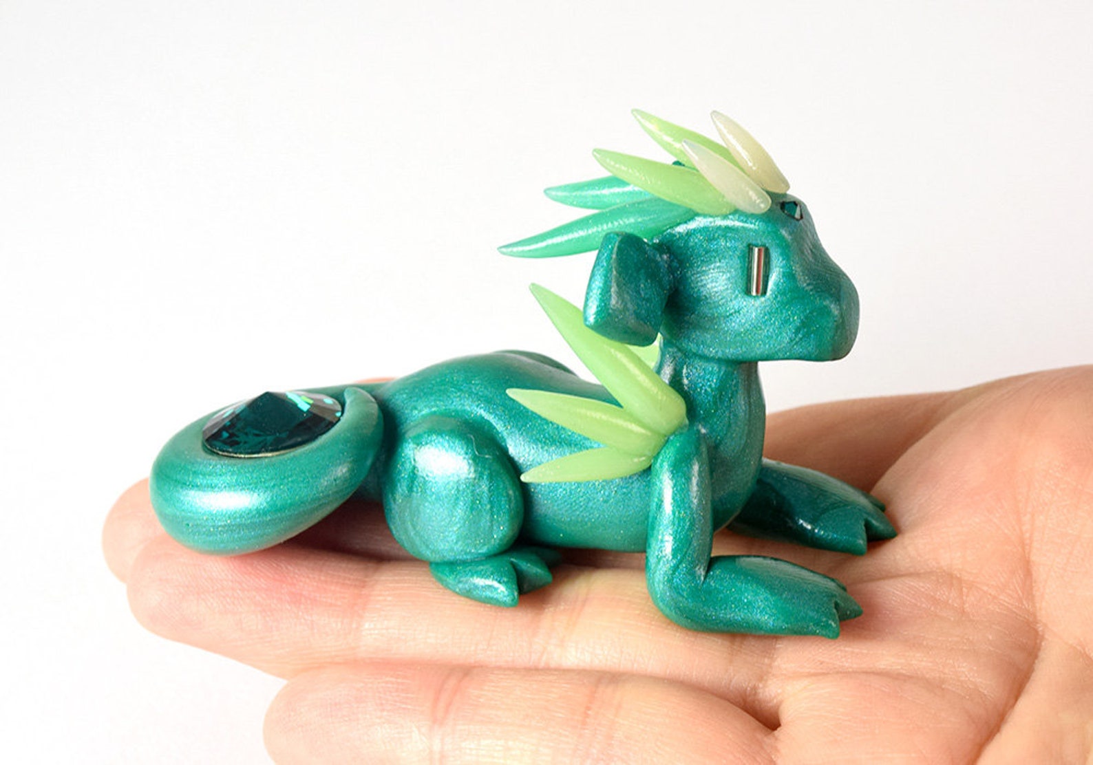 May Birthstone Dragon With Emerald Gem Green Dragon Figurine - Etsy