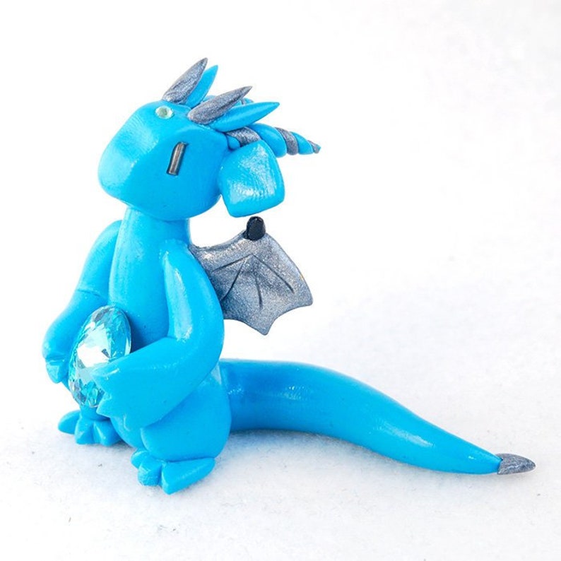 December birthstone dragon with blue zircon gem turquoise | Etsy