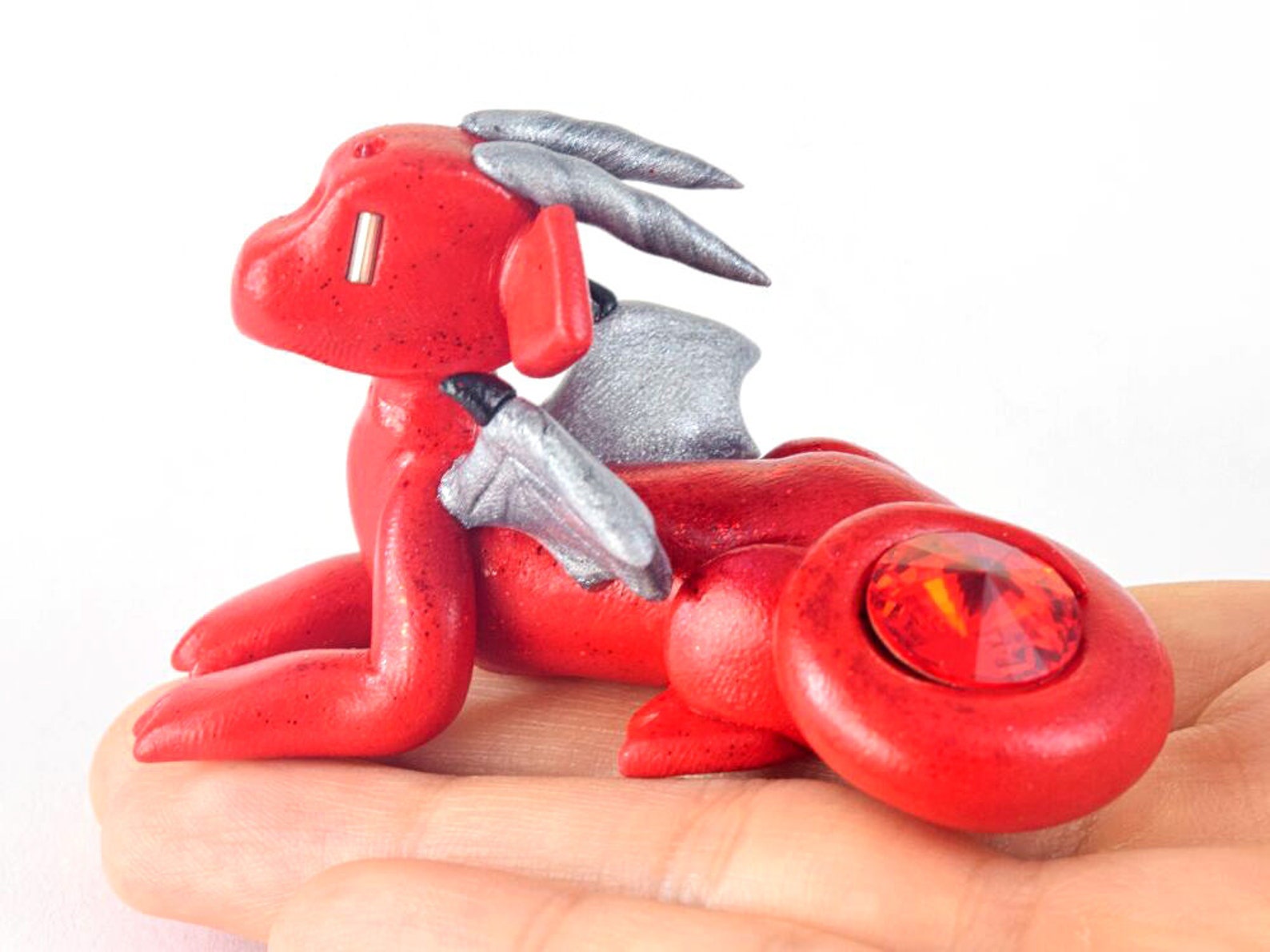 July Birthstone Dragon With Ruby Gem Red Dragon Figurine - Etsy