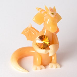 November Birthstone Dragon Figurine With Topaz Gem - Orange Dragon ...
