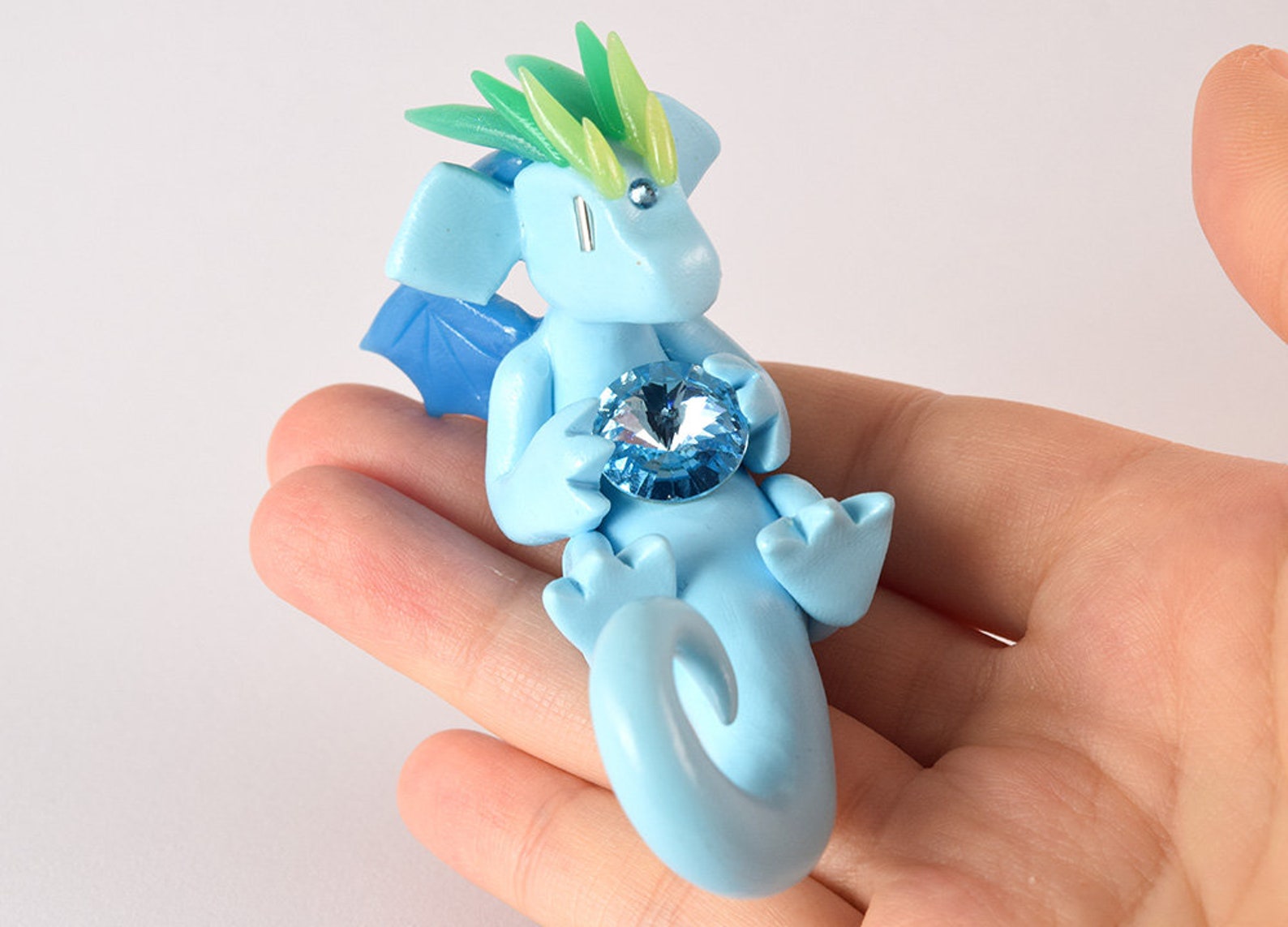 March Birthstone Dragon With Aquamarine Gem Blue Water - Etsy