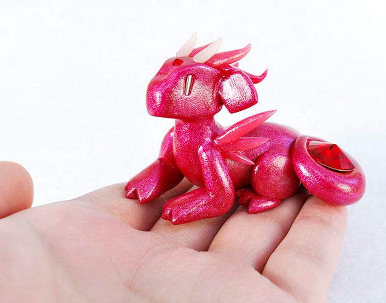 July Birthstone Dragon With Ruby Gem Red Dragon Figurine | Etsy