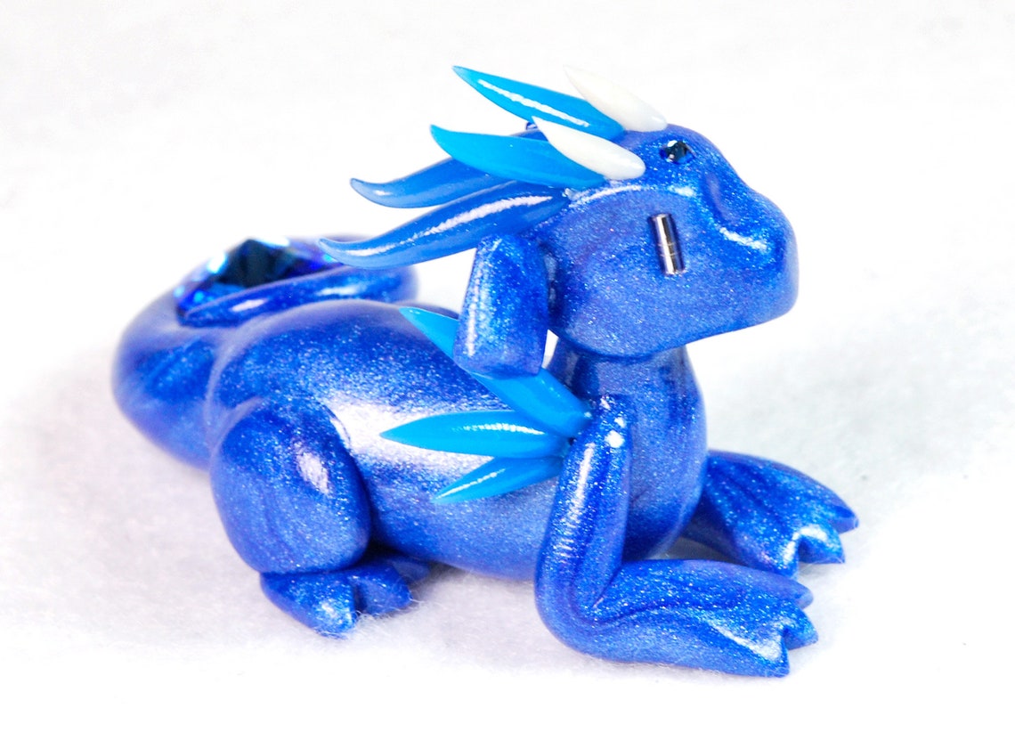 September Birthstone Dragon With Sapphire Gem - Blue Dragon Figurine ...