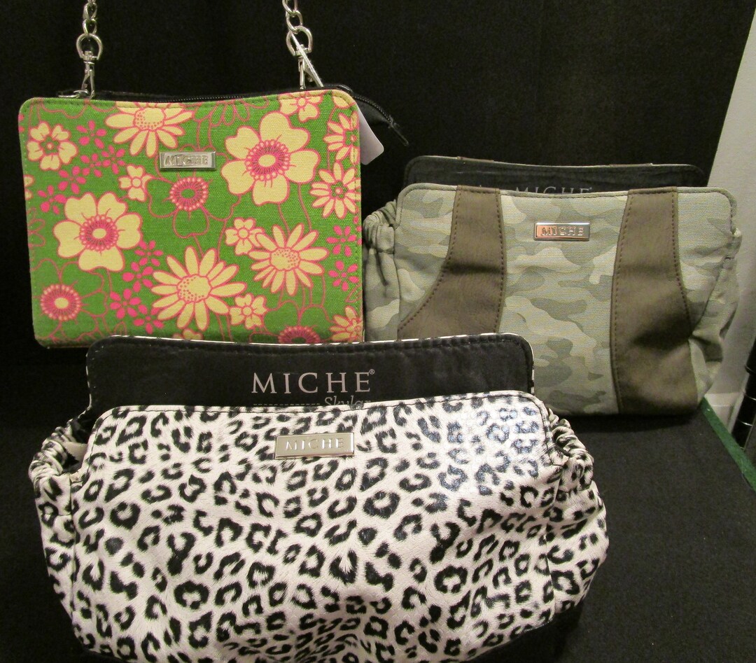 Miche Bag Black Base W/ Leather & Chain Strap W/ 3 Shells: Floral ...