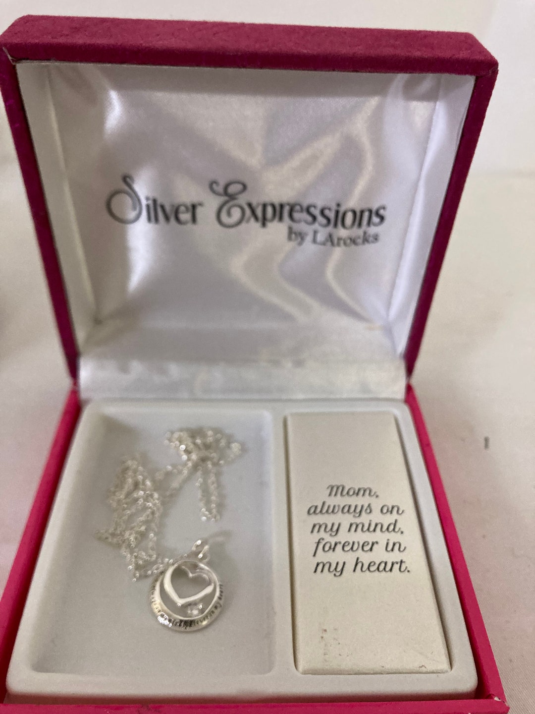 LArocks CZ Silver-Plated Mom / Mother Heart Pendant Necklace - Etsy 日本
