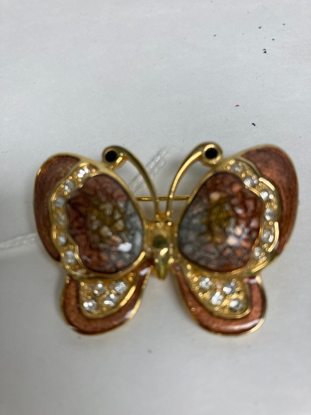 Vintage SJC silver Charms Jewelry Gold Plated Enamel Butterfly Pin ...