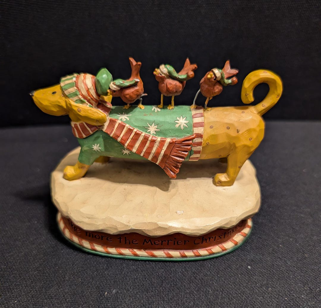 Vtg Blossom Bucket Weiner Dog Dachshund W/ Birds Art Deco / Folk Art ...