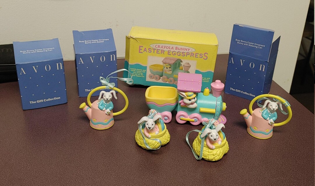 Vintage Avon Easter Bunny Ornaments & Crayola Bunny East Eggspress - Etsy
