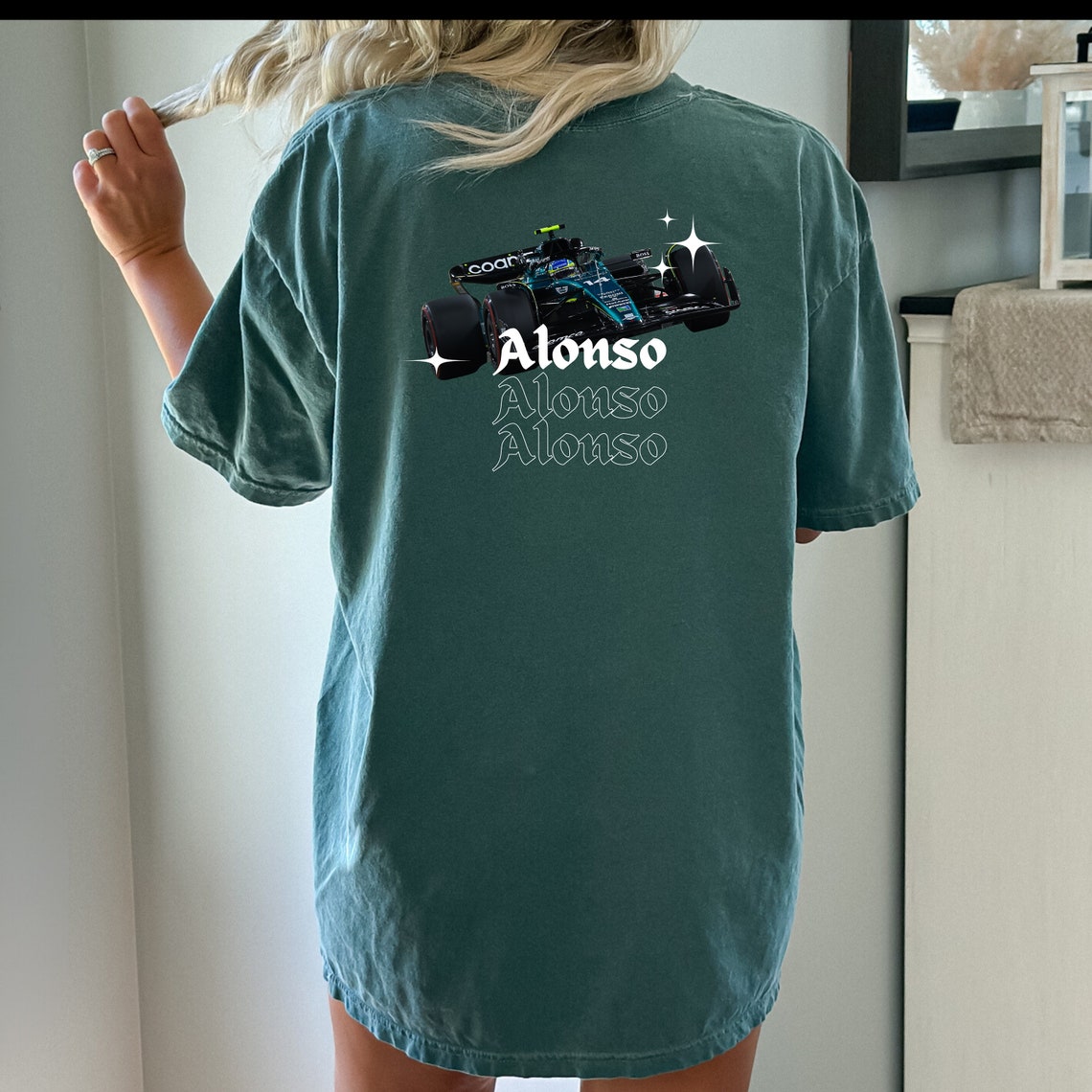 Fernando Alonso Aston Martin F1 Tee | Green Comfort Colors Vintage ...