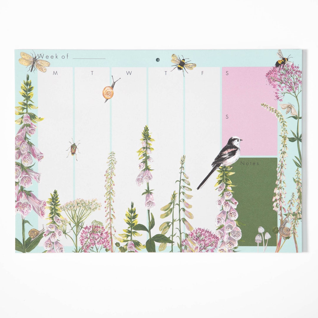 Weekly A4 Planner Wild Flower Organiser Desk Planner Patterned ...