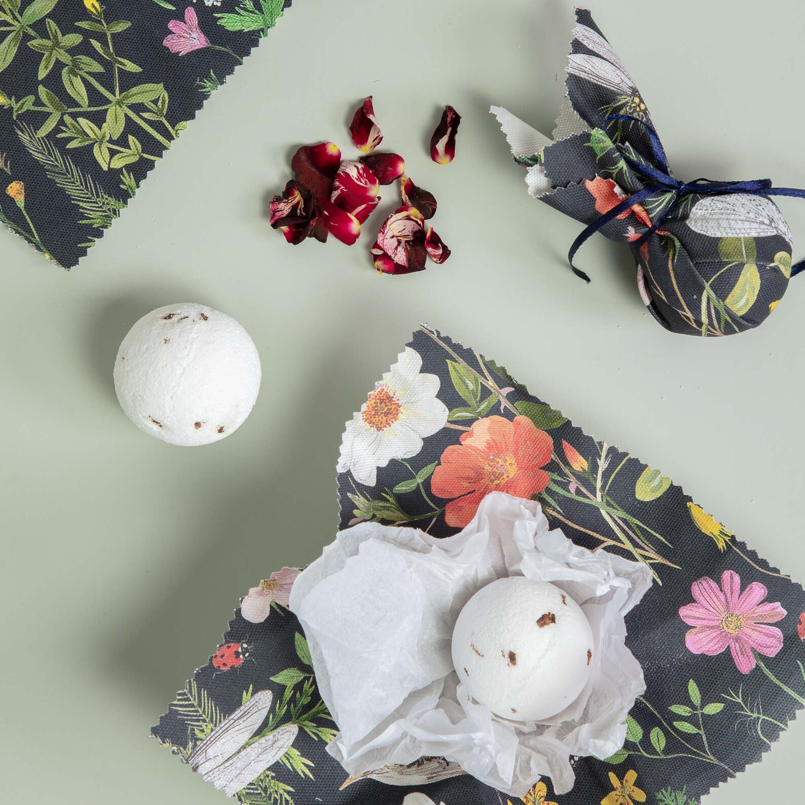 Bath Bombs Wrapped in Floral Fabrics Gift for Her | Etsy