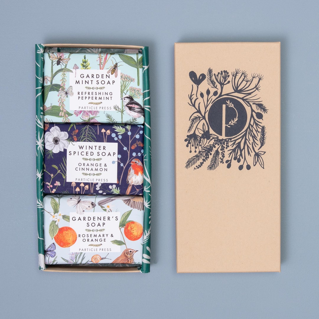 Soap Gift Box, Set of 3 Bars, Exfoliating Natural Handmade Soap Gift ...