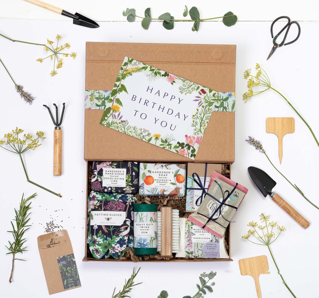 Gardener's Gift Set: Soap, Scrub, Gloves & Wildflower Seeds - Birthday ...