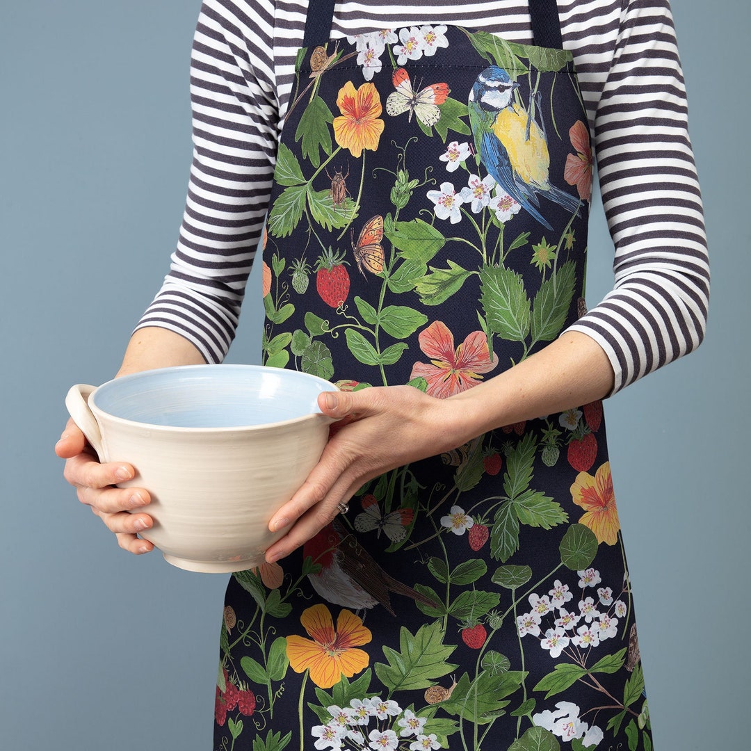 Birds and Berries Apron for Woman Robin and Blue Tit - Etsy