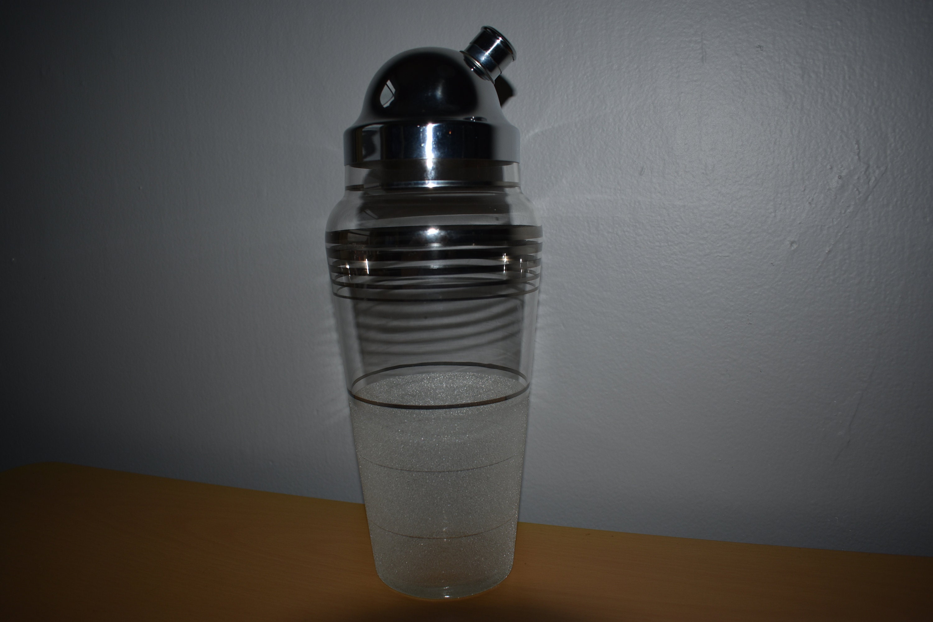 Midcentury Cocktail Shaker 1970s Frosted With Silver Trim - Etsy