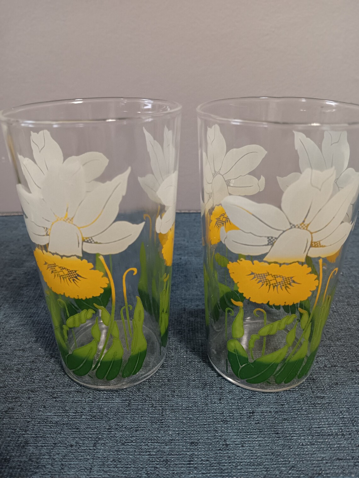 Anchor Hocking Daffodil Drinking Glasses Set of 6 Midcentury Luncheon ...
