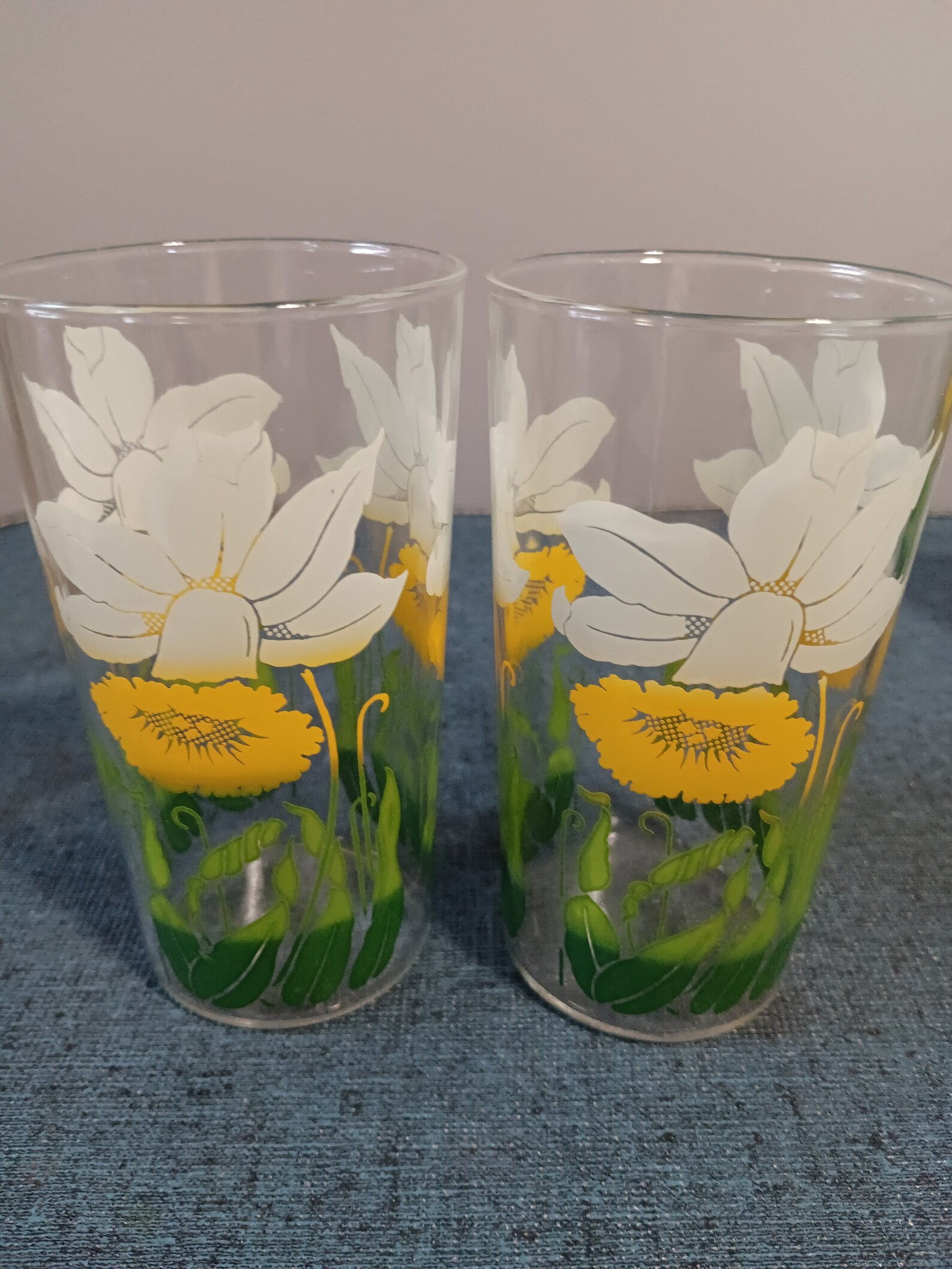 Anchor Hocking Daffodil Drinking Glasses Set of 6 Midcentury Luncheon ...
