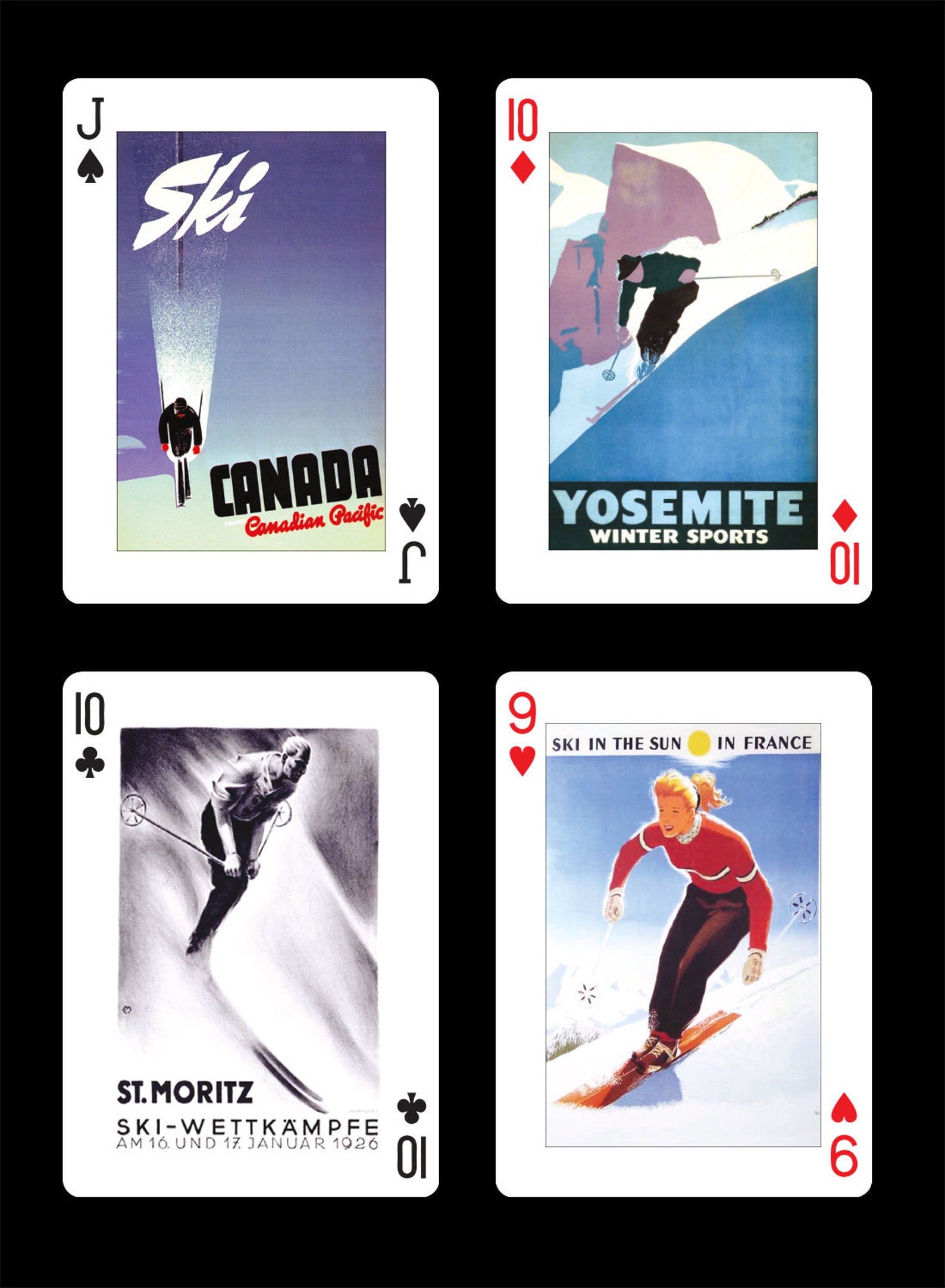 Ski Art Playing Cards - Etsy