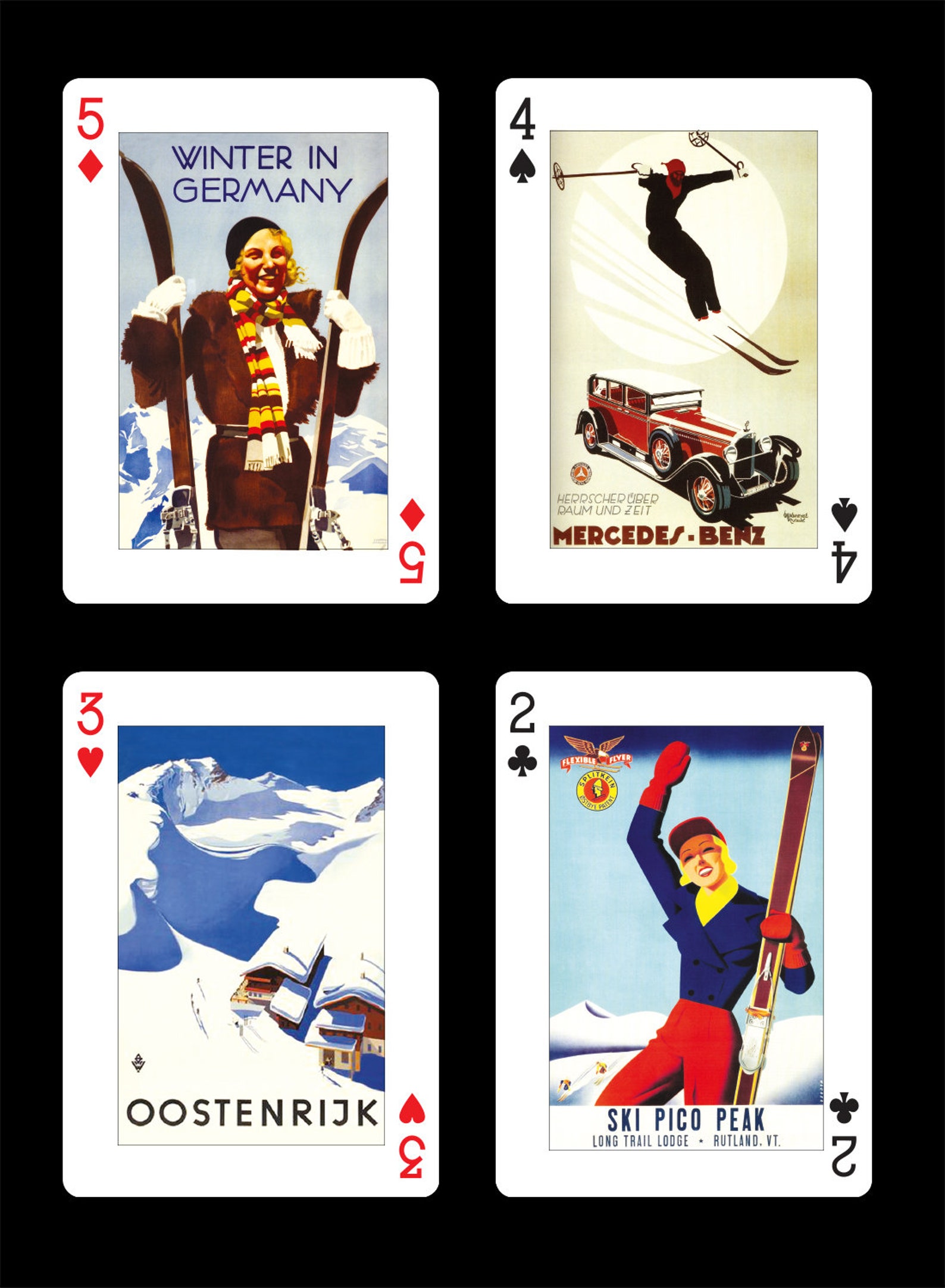 Ski Art Playing Cards - Etsy