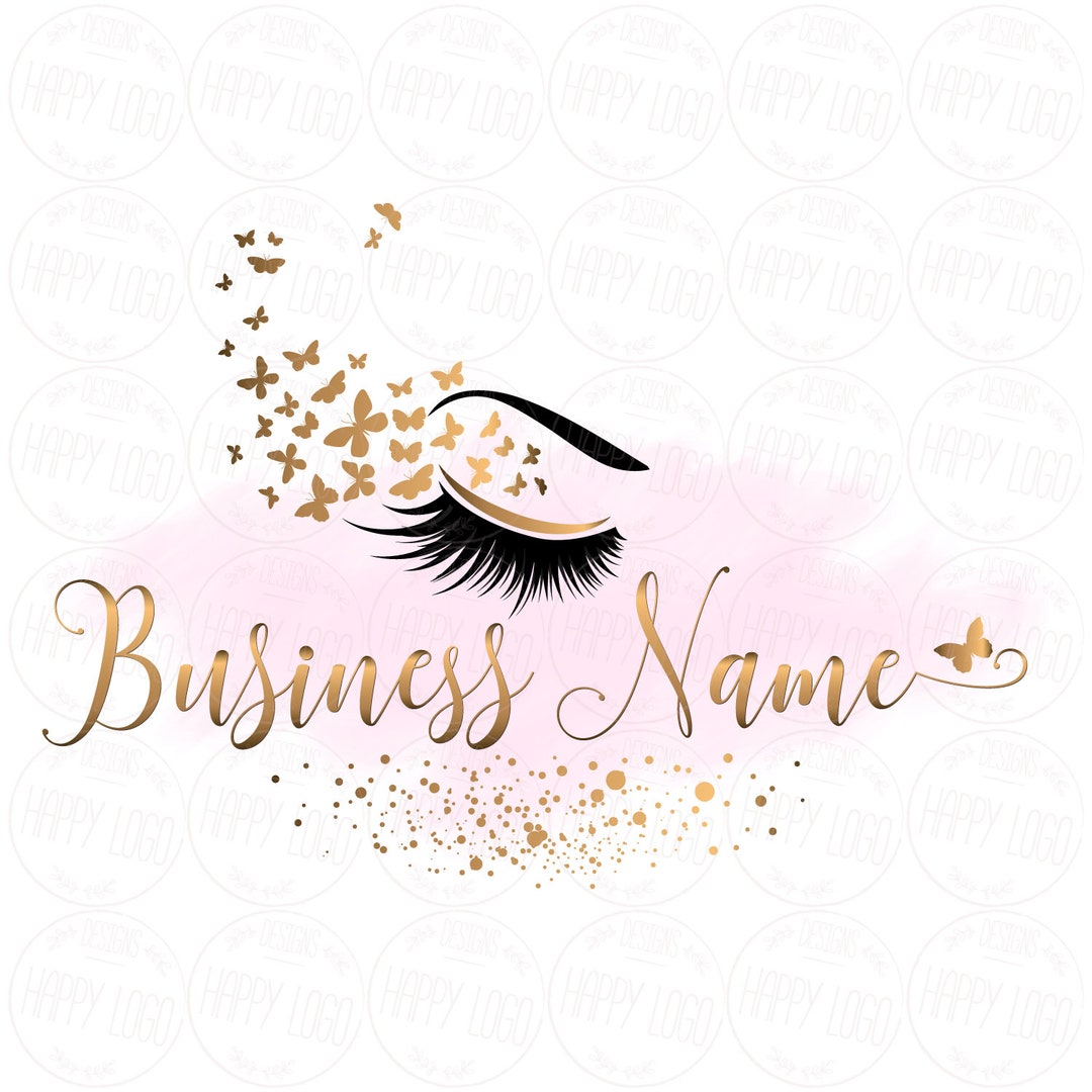 Lash Custom Logo Design, Lash Butterfly Logo, Gold Lashes Beauty Logo ...