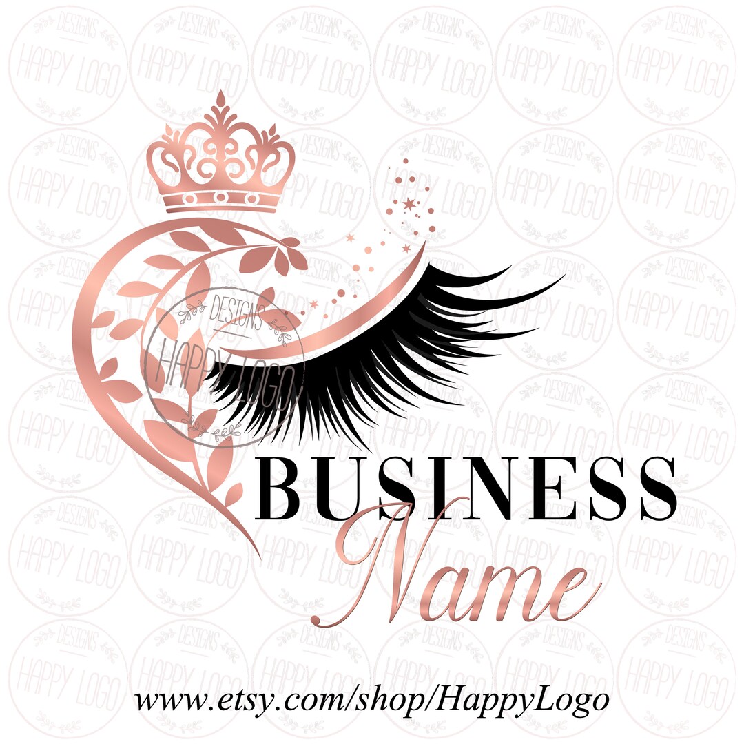 Eyelash Logo, Crown Heart Lash Beauty Logo, Lash Extension Logo, Rose ...