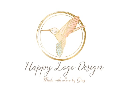 Digital gold logo bird bird logo premade bird hummingbird logo design ...