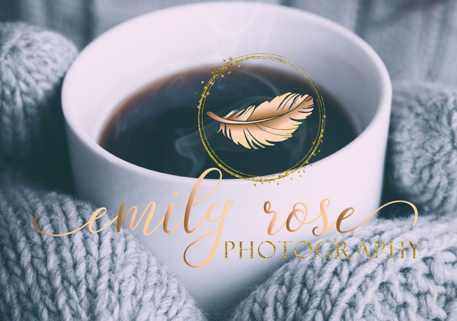 DIGITAL Feather logo pink gold feather Logo feather graphic | Etsy
