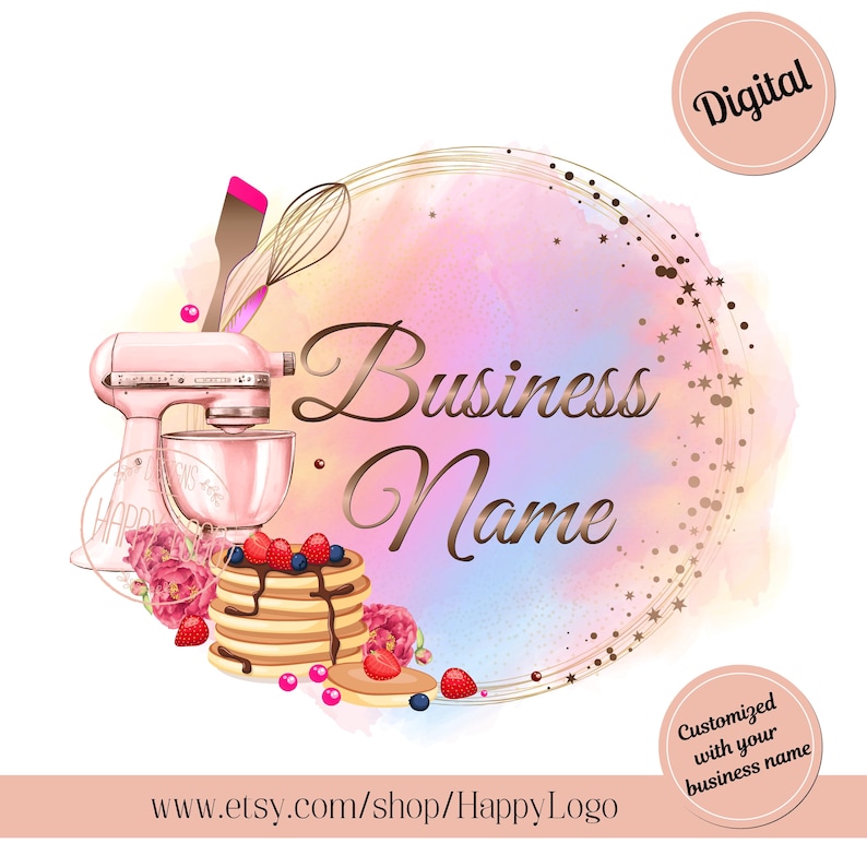 Watercolor Mini Pancakes Logo: Bakery Business Branding (editable ...