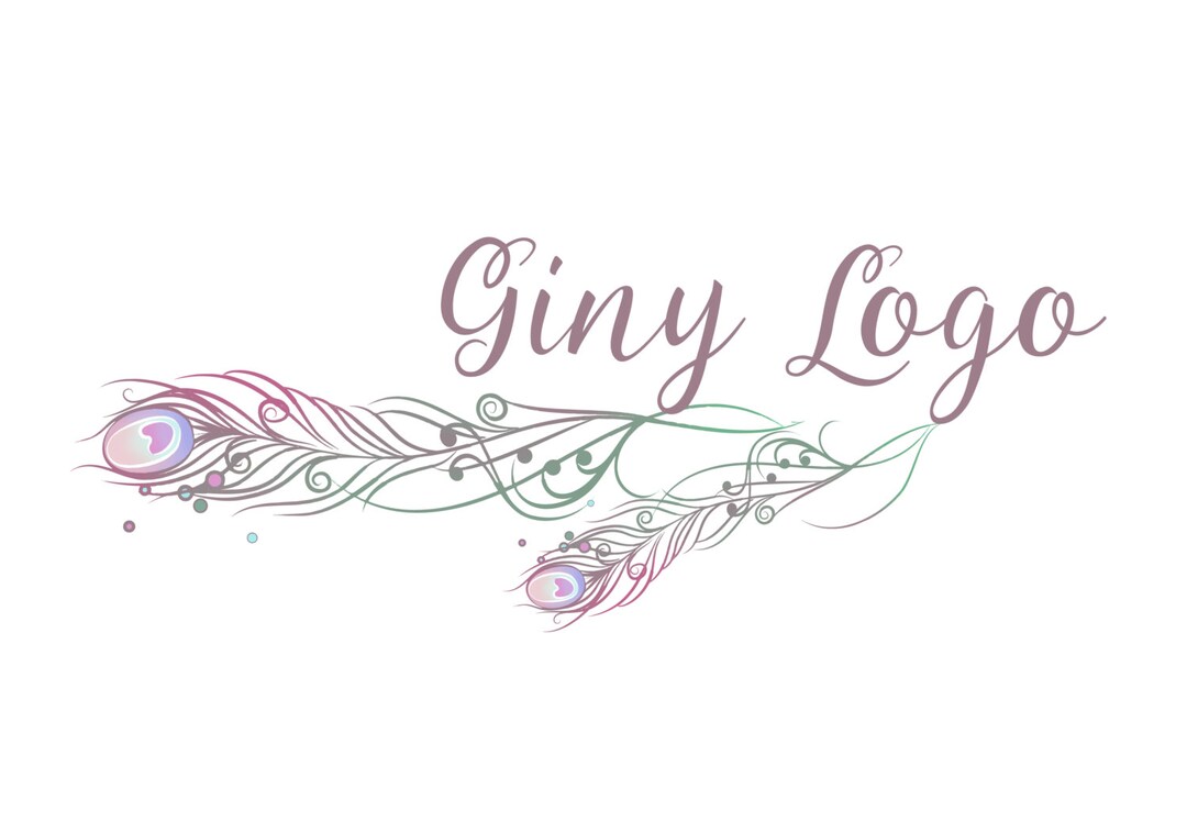 DIGITAL Feather Logo Custom Logo Design Peacock Feathers - Etsy