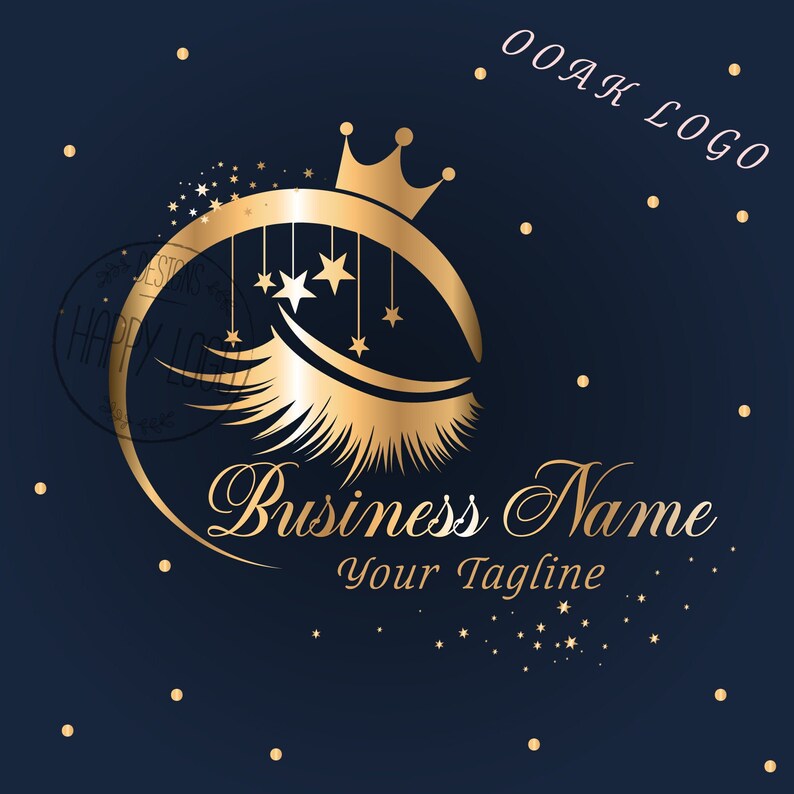 One of a Kind Logo DIGITAL Custom Logo Design Gold Moon - Etsy