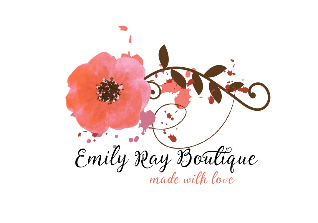 DIGITAL Custom Logo Design Flower Logo Red Pink Flower Logo - Etsy