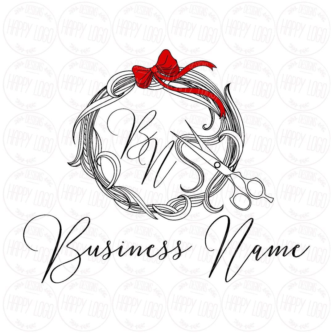Hair Wreath Scissors Logo, Hair Stylist Logo, Saloon Hair Logo, Cut ...