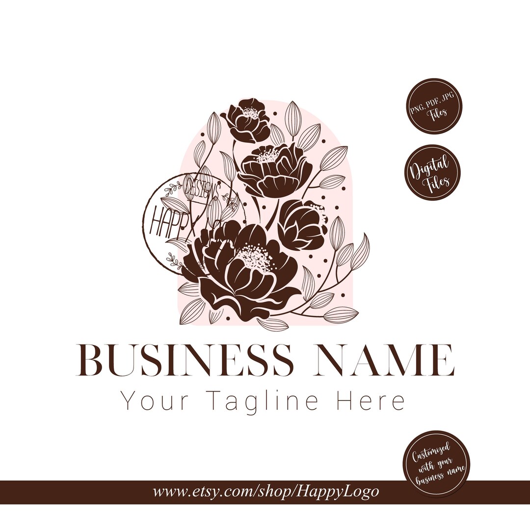 Flower Feminine Logo, Floral Arrangements Logo, Fashion Boutique Design ...