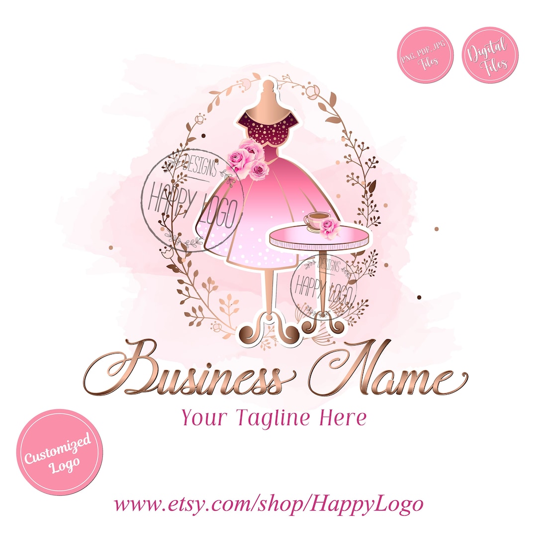Fashion Boutique Logo Design: Watercolor Dressmaker Branding (digital ...